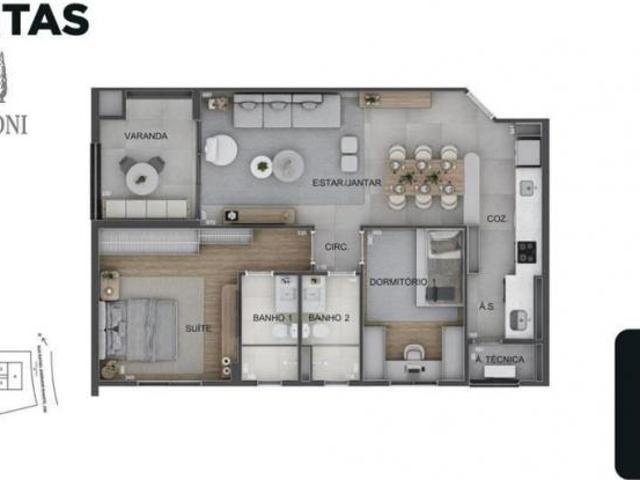 Apartamento para venda em Nova Campinas de 86.16m² com 2 Quartos, 1 Suite e 1 Garagem