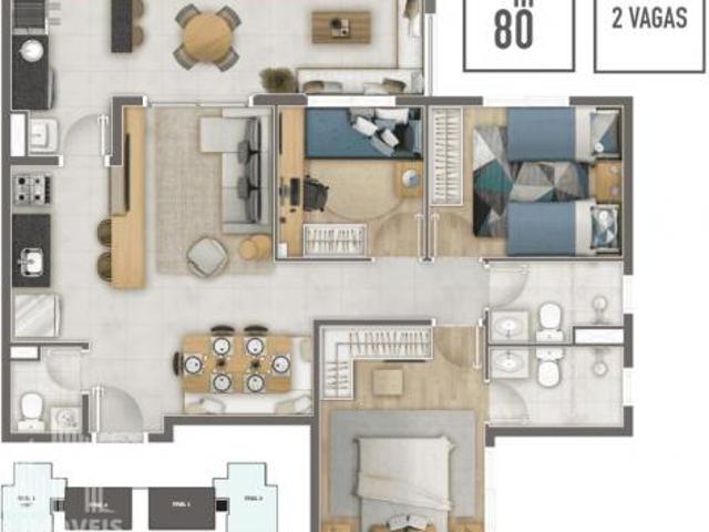 Apartamento para venda em Nova Aldeinha/aldeia de 80.00m² com 3 Quartos, 1 Suite e 2 Garagens