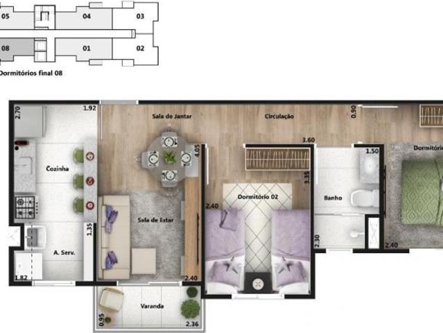 Apartamento para Venda em Atibaia/SP 2 Dorm. 46 m2 Área Útil
