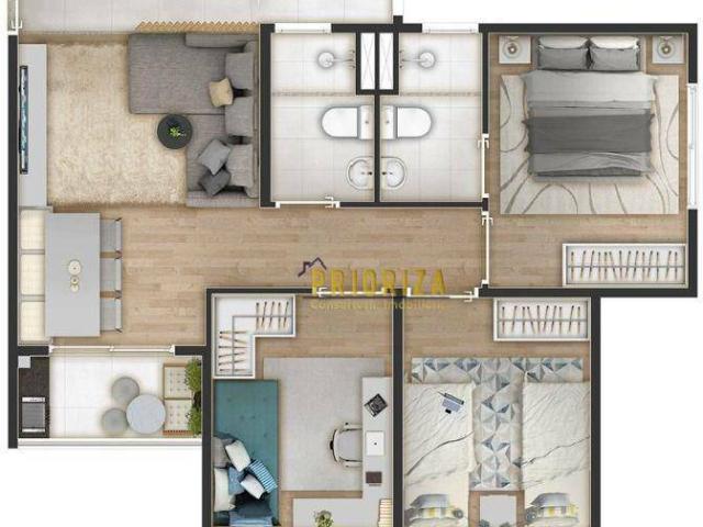 Apartamento para venda em Além Ponte em Sorocaba São Paulo de 60.00m² com 3 Quartos, 1 Suíte e 1 Garagem