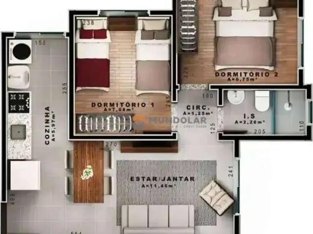 Apartamento para Venda em Araucária/PR Costeira 2 Quartos