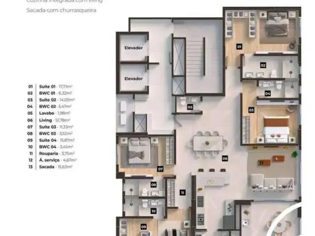 Apartamento para Venda em Balneário Camboriú/SC Centro 4 Quartos