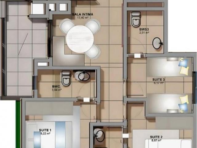 Apartamento para venda em Balneário Eliana de 108.00m² com 3 Quartos, 1 Suite e 2 Garagens