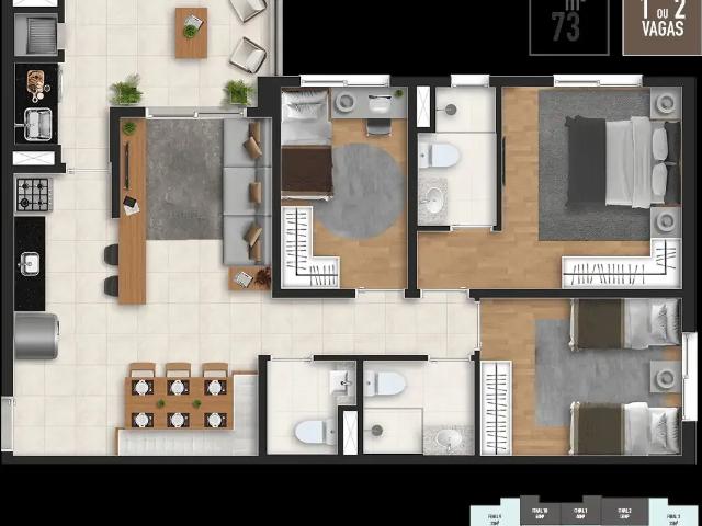 Apartamento para Venda em Barueri/SP Cruz Preta 3 Quartos