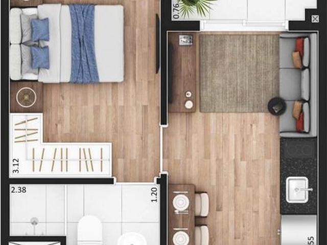 Apartamento para venda em Bela Vista com 1 quarto, sendo 1 suíte, 24m²