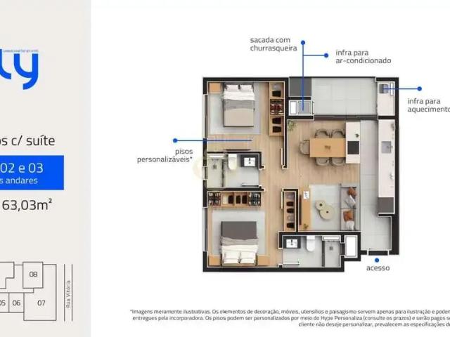 Apartamento para Venda em Curitiba/PR Cabral 2 Quartos