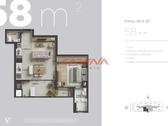 Apartamento para Venda em Curitiba/PR Centro Cívico 1 Quartos