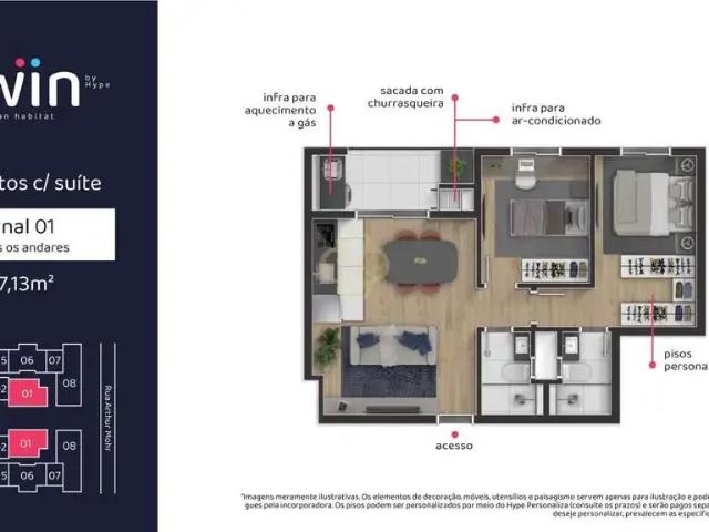 Apartamento para Venda em Curitiba/PR Portão 2 Quartos