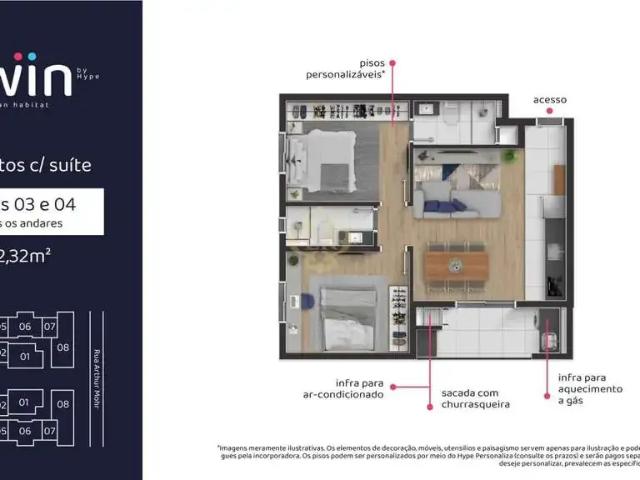 Apartamento para Venda em Curitiba/PR Portão 2 Quartos