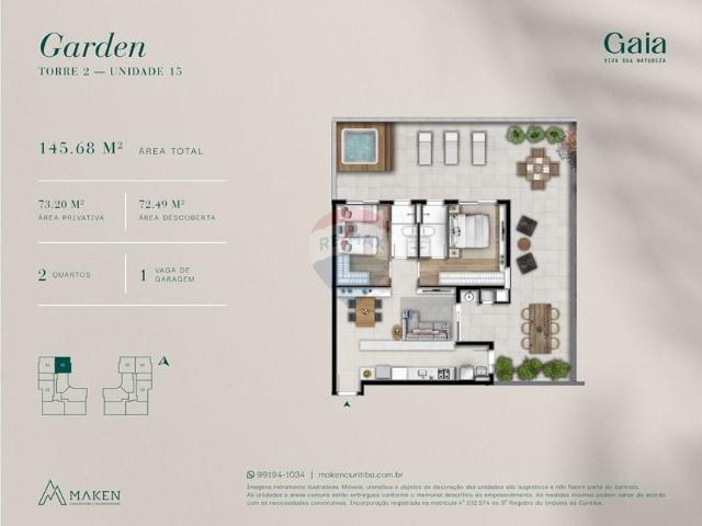 Apartamento para venda em Cabral em Curitiba Paraná de 73.00m² com 2 Quartos, 1 Suíte e 1 Garagem