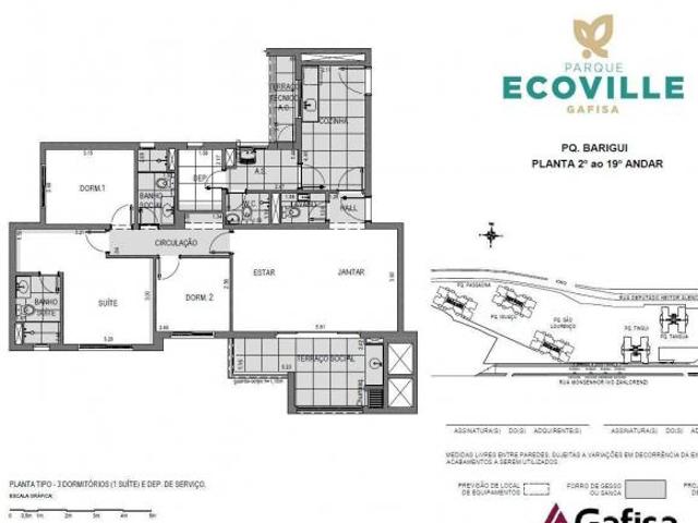 Apartamento para venda em Ecoville de 113.44m² com 3 Quartos, 1 Suite e 2 Garagens