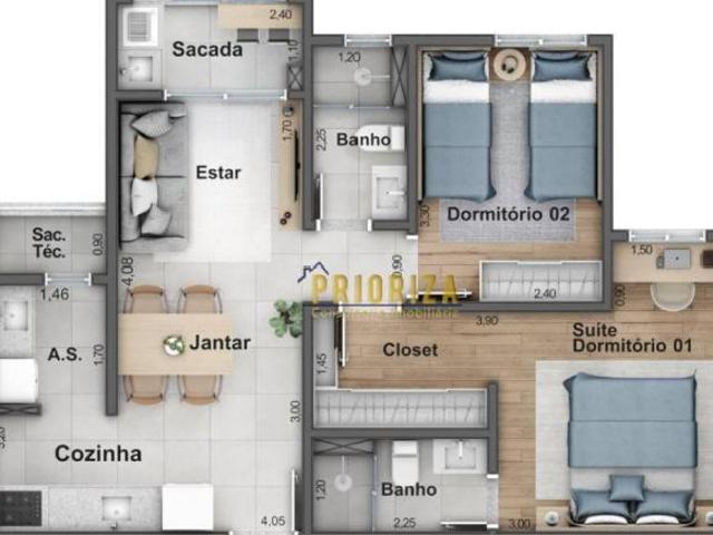 Apartamento para venda em Fit Santa Rosália de 57.00m² com 2 Quartos, 1 Suite e 1 Garagem
