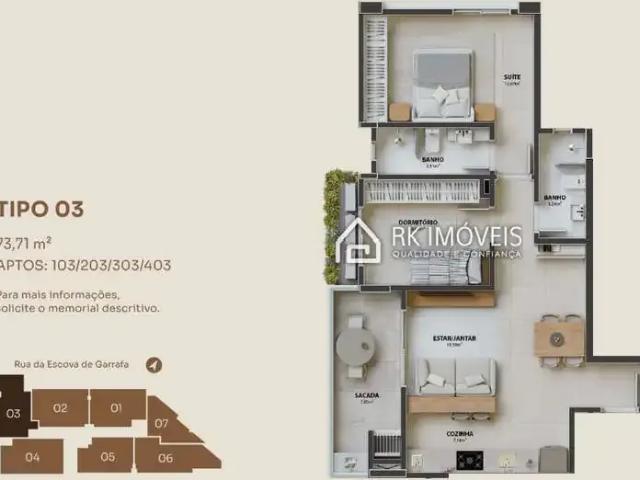 Apartamento para Venda em Florianópolis/SC Cachoeira do Bom Jesus 2 Quartos