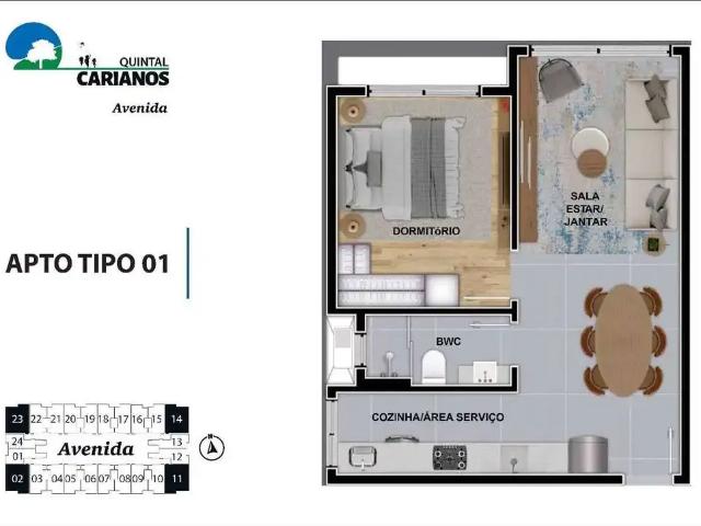 Apartamento para Venda em Florianópolis/SC Carianos 1 Quartos