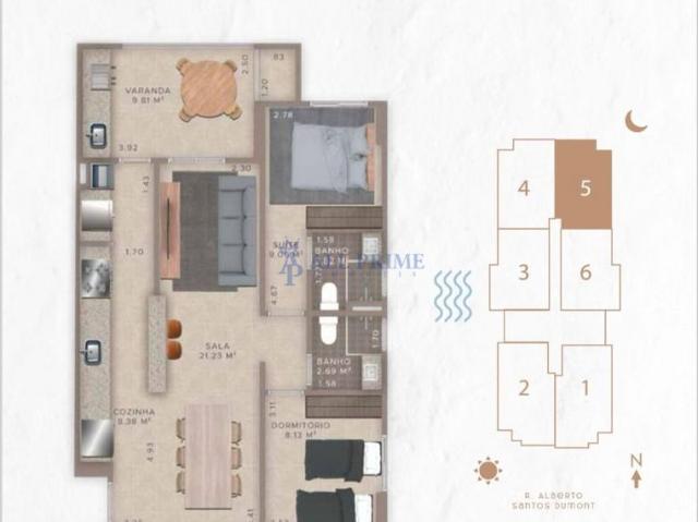 Apartamento para venda em Guilhermina em Praia Grande São Paulo de 76.00m² com 2 Quartos, 1 Suíte e 1 Garagem