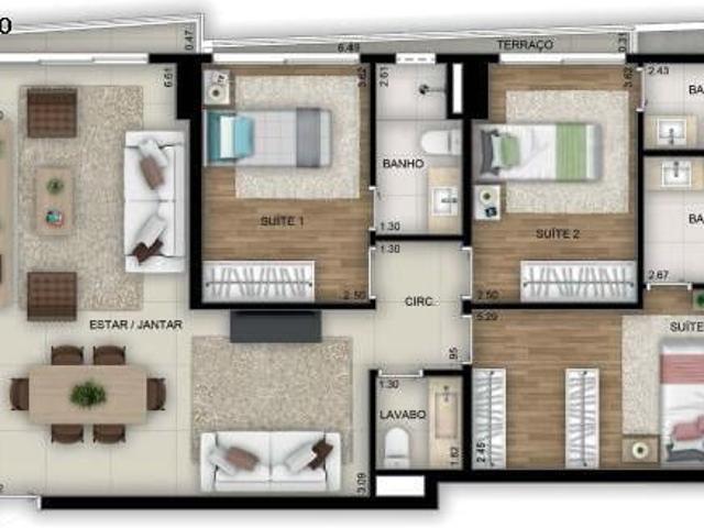 Apartamento para Venda em Goiânia, Setor Bueno, 3 dormitórios, 3 suítes, 1 banheiro, 2 vagas