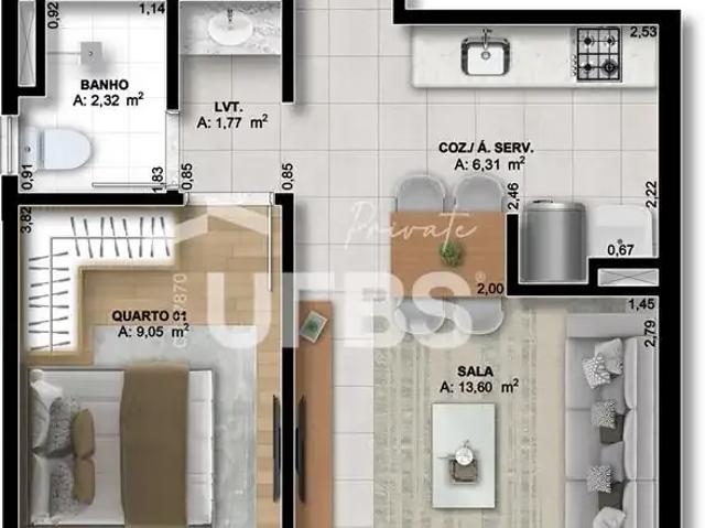 Apartamento para Venda em Goiânia/GO Setor Marista 1 Quartos