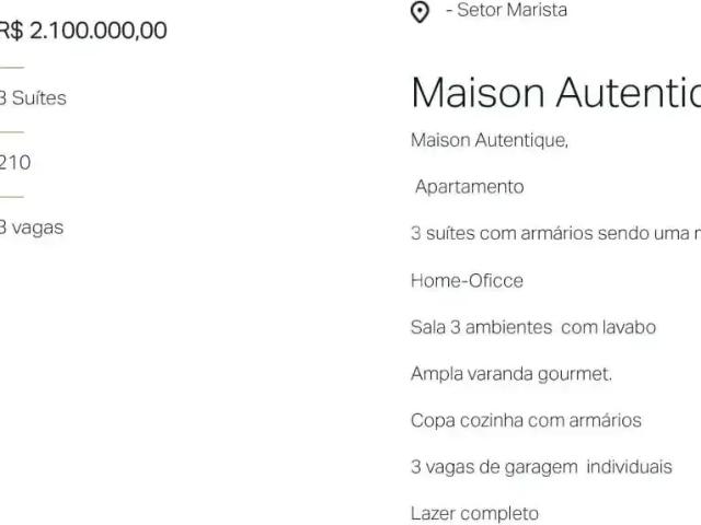 Apartamento para Venda em Goiânia/GO Setor Marista 3 Quartos