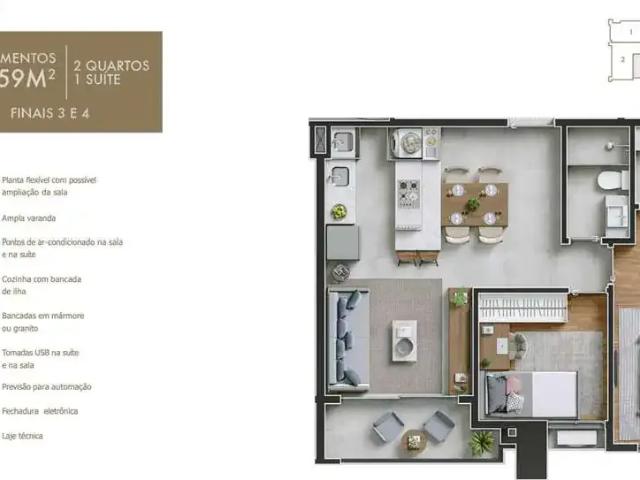Apartamento para Venda em Goiânia/GO Setor Oeste 2 Quartos