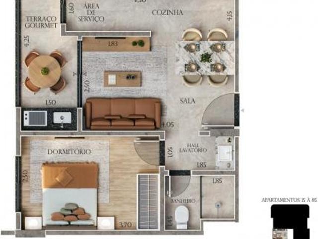 Apartamento para Venda em Itanhaém, Praia dos Sonhos, 1 dormitório, 1 banheiro