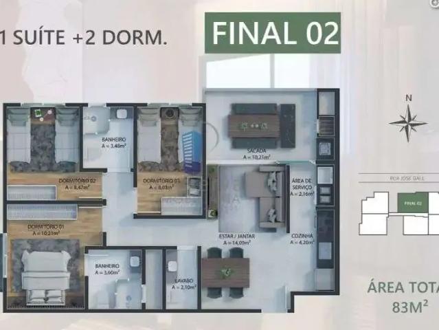 Apartamento para Venda em Itajaí/SC Dom Bosco 3 Quartos