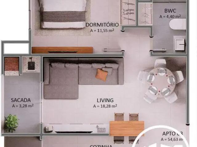Apartamento para Venda em Itajaí/SC Praia Brava 1 Quartos