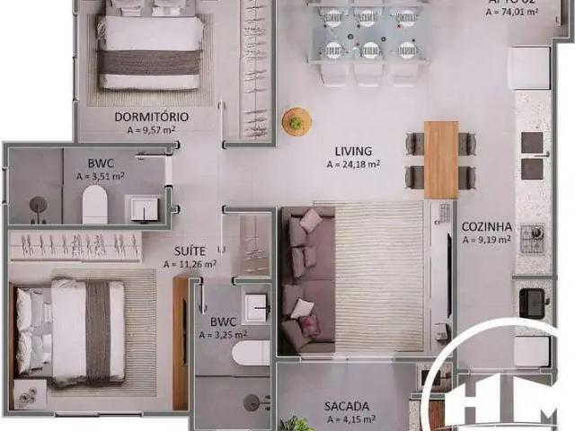 Apartamento para Venda em Itajaí/SC Praia Brava 2 Quartos