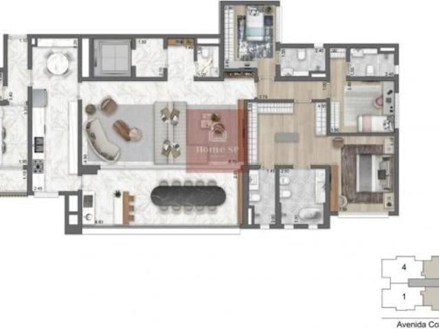 Apartamento para venda em Indianópolis com 3 quartos, sendo 3 suítes, 213m²