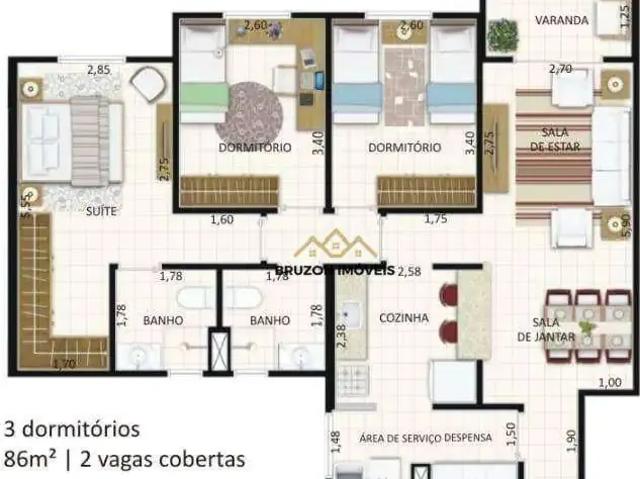 Apartamento para Venda em Jundiaí/SP Engordadouro 3 Quartos