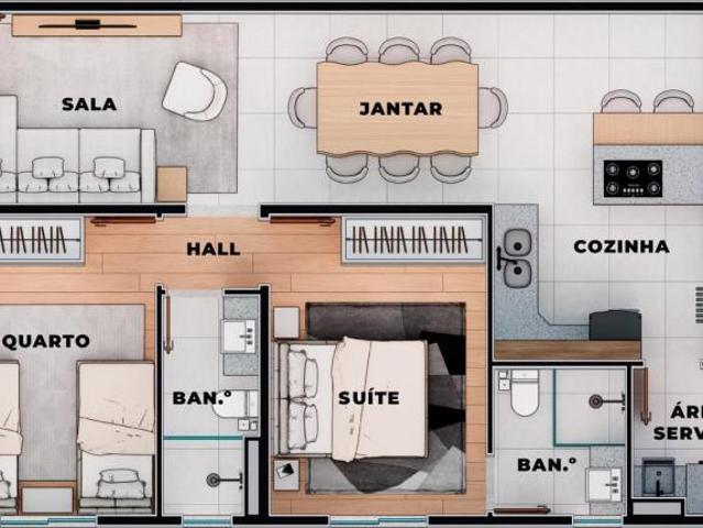 Apartamento para venda em Jardim Boa Vista de 66.00m² com 2 Quartos, 1 Suite e 1 Garagem
