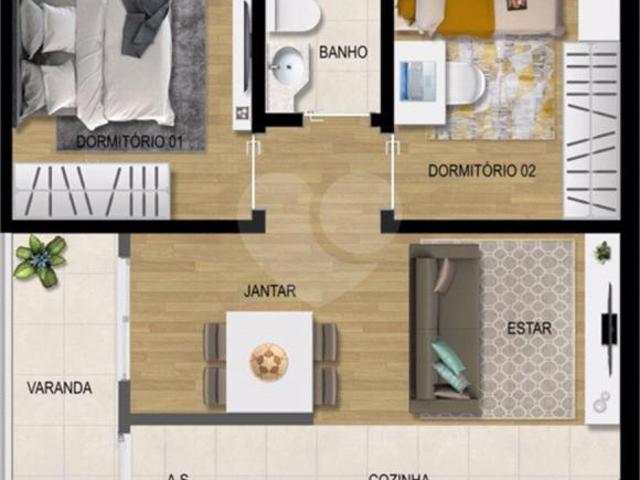 Apartamento para venda em Jardim Carolina de 54.00m² com 2 Quartos e 1 Garagem