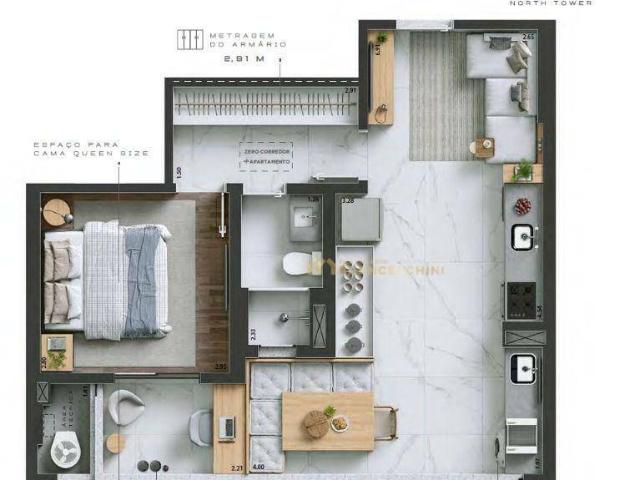 Apartamento para venda em Jardim Das Colinas em São José Dos Campos São Paulo de 50.00m² com 1 Quarto, 1 Suíte e 1 Garagem