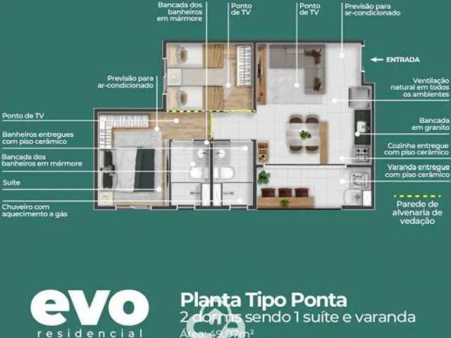 Apartamento para venda em Jardim Luiz Cia de 49.00m² com 2 Quartos, 1 Suite e 1 Garagem