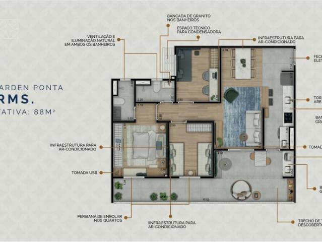 Apartamento para venda em Loteamento Residencial Vila Bella Dom Pedro em Campinas São Paulo de 88.11m² com 3 Quartos, 1 Suíte e 2 Garagens