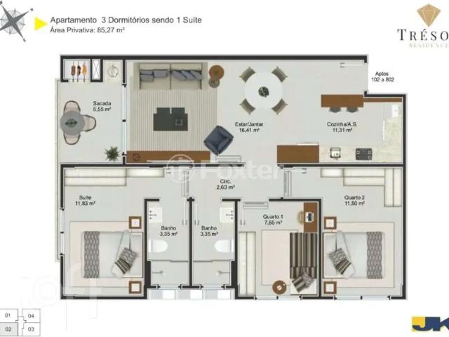 Apartamento para Venda em Palhoça/SC Jardim Eldorado 3 Quartos