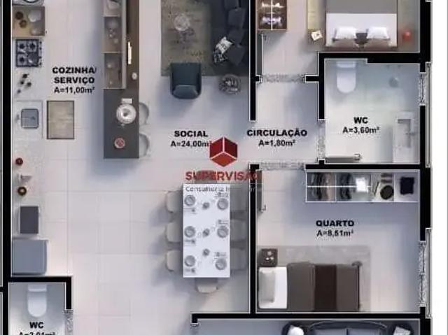 Apartamento para Venda em Palhoça/SC Pedra Branca 3 Quartos