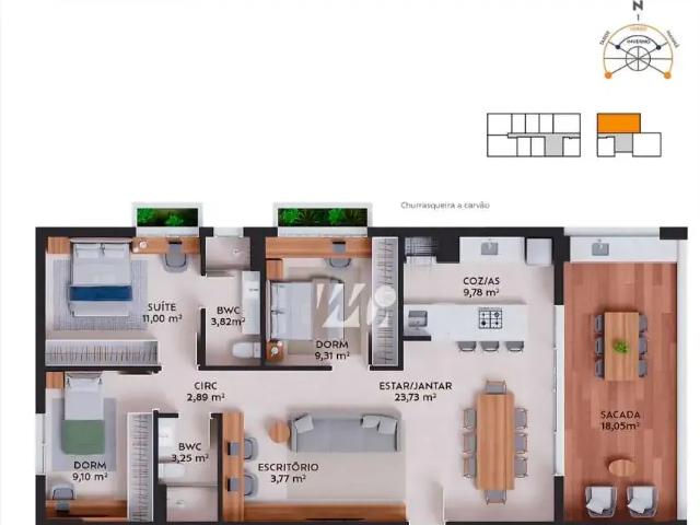 Apartamento para Venda em Palhoça/SC Pedra Branca 3 Quartos