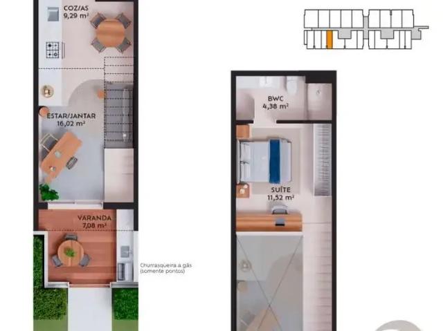 Apartamento para Venda em Palhoça/SC Pedra Branca 1 Quartos