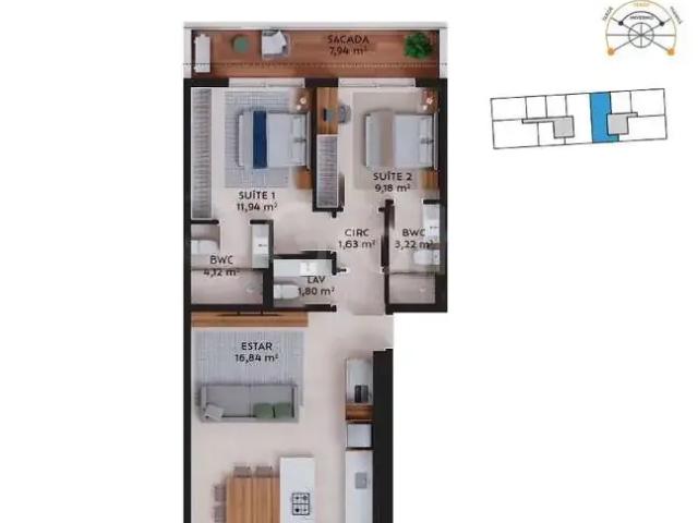 Apartamento para Venda em Palhoça/SC Pedra Branca 2 Quartos