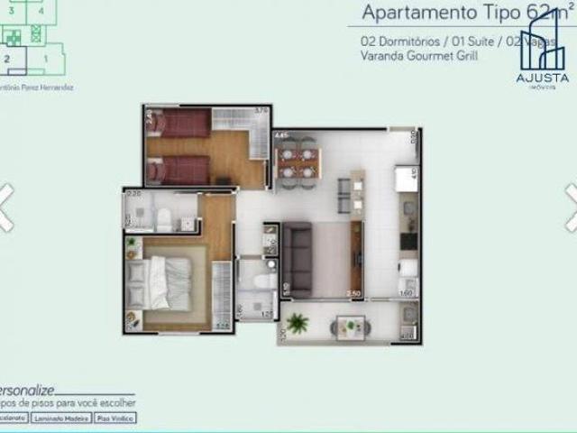 Apartamento para venda em Parque Campolim de 62.00m² com 2 Quartos, 1 Suite e 2 Garagens