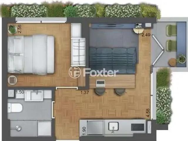 Apartamento para Venda em Porto Alegre/RS Menino Deus 1 Quartos