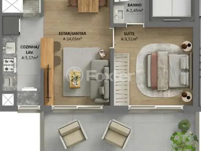 Apartamento para Venda em Porto Alegre/RS Rio Branco 1 Quartos