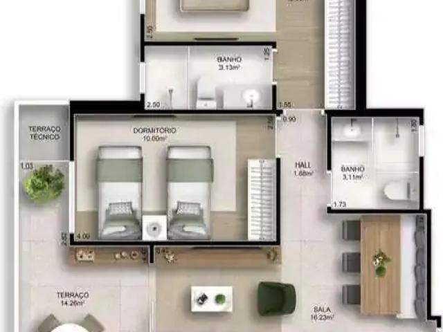 Apartamento para Venda em Praia Grande/SP Aviação 2 Quartos