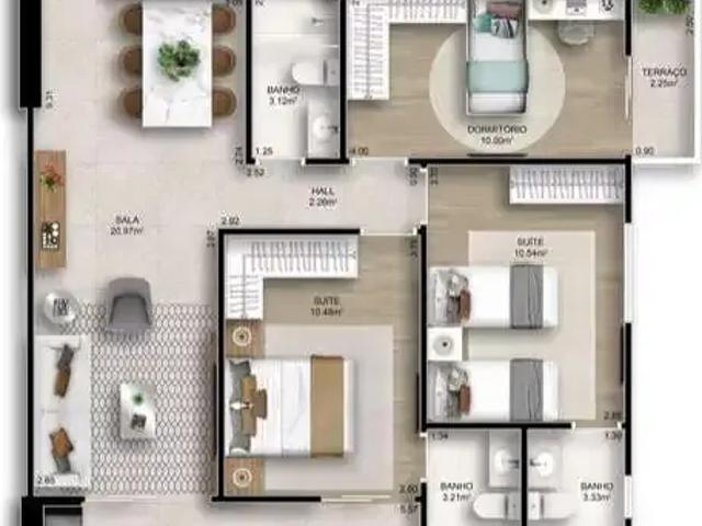 Apartamento para Venda em Praia Grande/SP Aviação 3 Quartos