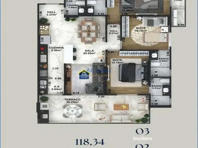 Apartamento para Venda em Praia Grande/SP Aviação 3 Quartos
