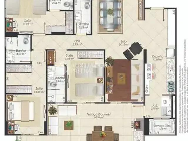 Apartamento para Venda em Praia Grande/SP Aviação 3 Quartos