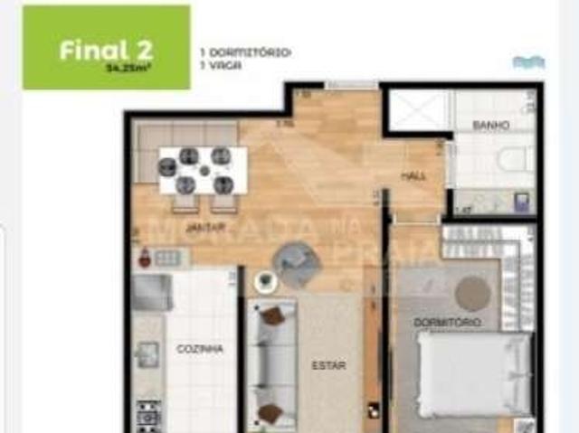 Apartamento para Venda em Praia Grande/SP Campo da Aviação 1 Quartos