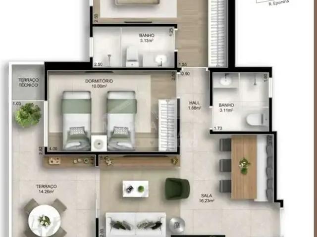 Apartamento para Venda em Praia Grande/SP Campo da Aviação 2 Quartos