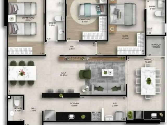 Apartamento para Venda em Praia Grande/SP Campo da Aviação 3 Quartos