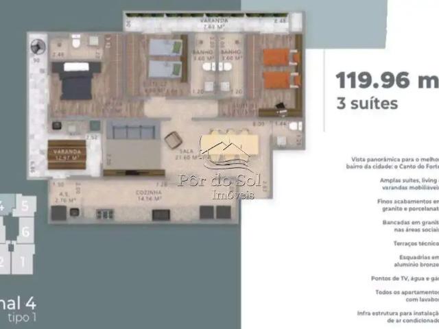 Apartamento para Venda em Praia Grande/SP Canto do Forte 4 Quartos